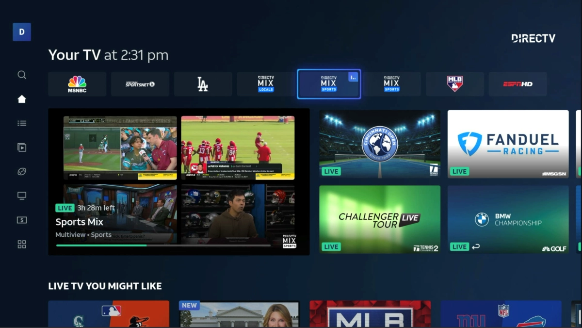 DirecTV launches multiview channels on streaming platform